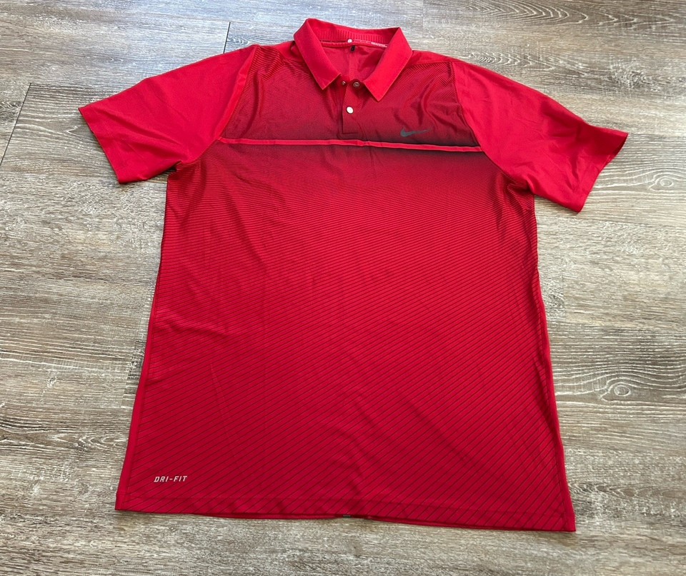 Nike x Tiger Woods Red Polo Golf Shirt Performance PGA Medinah US Open ...