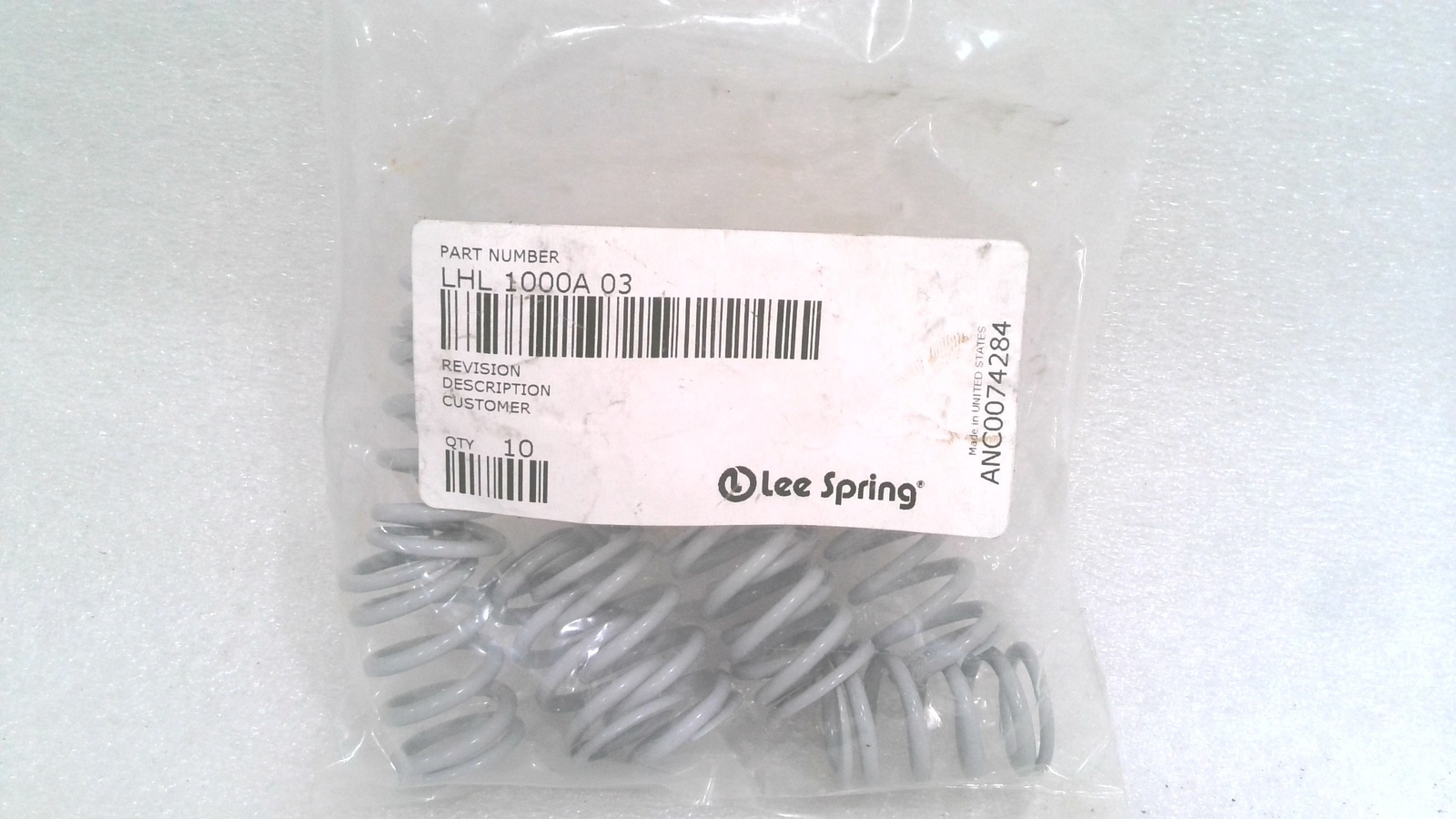 LEE SPRING LHL-1000A-03 COMPRESSION SPRING, 1.5 IN, 180LB/IN (LOT OF 10 ...