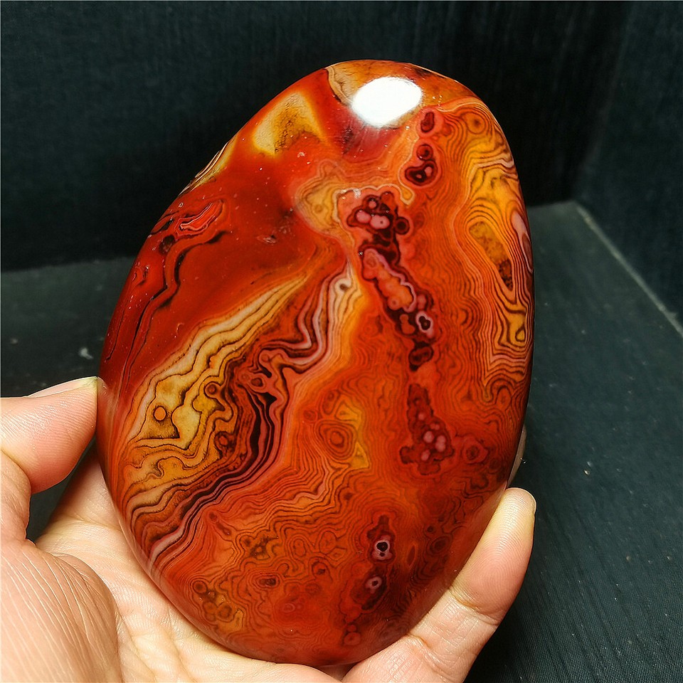 TOP 377G Natural Polished Banded Agate Stone Madagascar Healing WD1255 ...