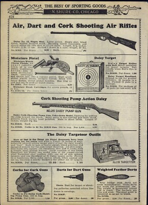 1938 PAPER AD Daisy Air Rifle Targeteer Pistol Target Pump Gun Single ...