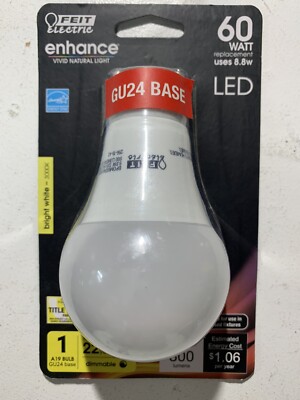 LED FEIT GU24 Base 60W A19 Bulb Dimmable Bright White 800 Lumens | eBay