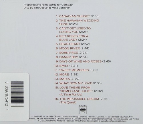 16 Most Requested Songs by Andy Williams (CD, 1986, Columbia) *NEW ...