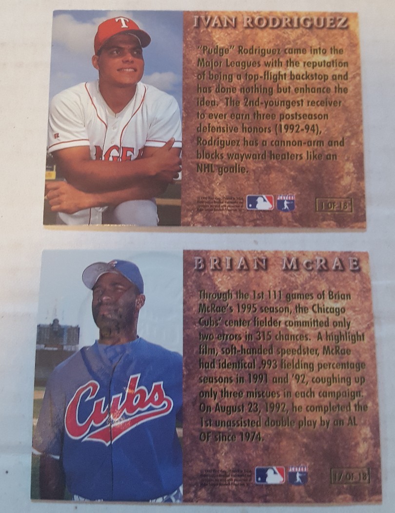 1996 Fleer Ultra Prime Cuir #1 Ivan Rodriguez & #17 Brian Mcrae carte ...