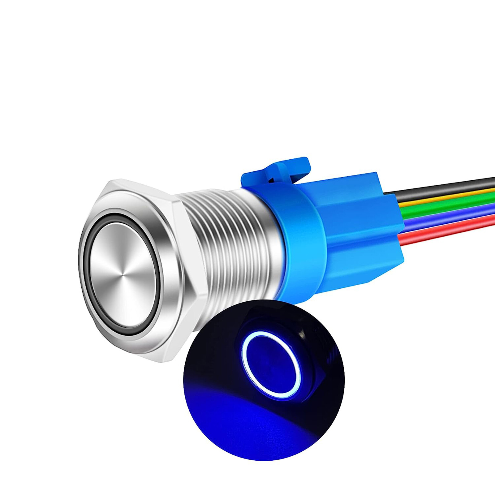 1-4PCS 12V 16mm Car Boat Push Button Metal Momentary Switch LED Light ...