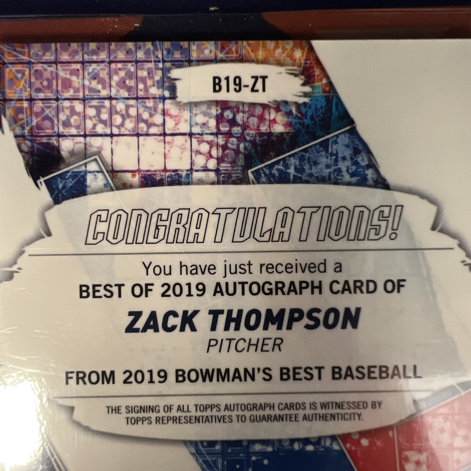 2019 Bowmans Best Zack Thompson #B19-ZT Best Of 2019 Autograph ...