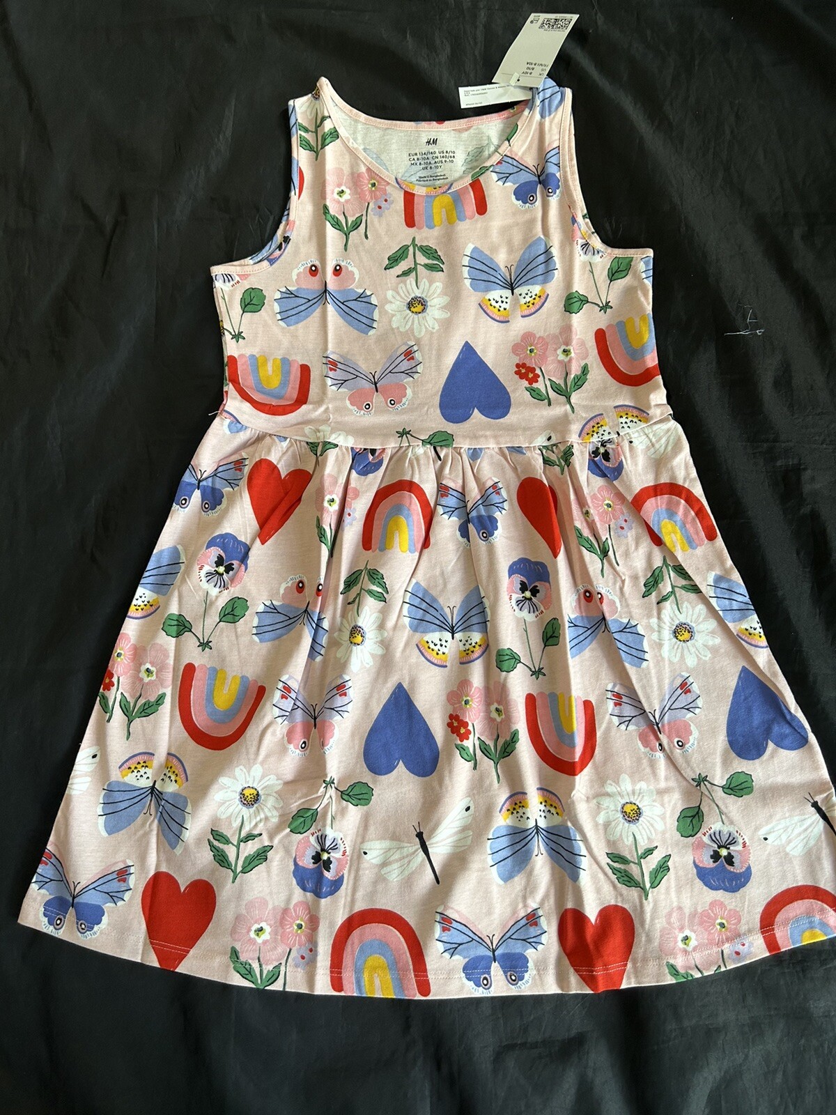 H&M girls size 8-10 dress colorful print cotton jersey knit ️#44 | eBay