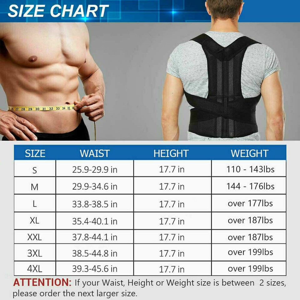 Back Posture Corrector Women Men Spine Back Support Upper and Middle ...