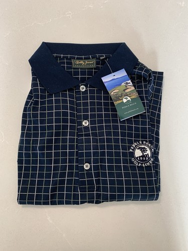 Pebble Beach Bobby Jones Large Navy Checkered Golf Polo | eBay