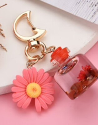 NEW Red Key Chain Dried Flower into oil liquid drifting bottle New | eBay