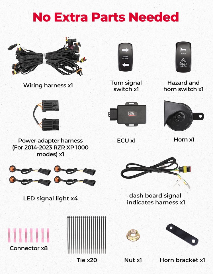 Turn Signal Lights Kit Street Legal Set w/Horn for 14-26 Ranger RZR ...