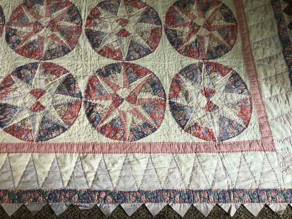Vintage Cotton Patchwork Quilt Dresden Plate variation by ARCH QUILTS ...