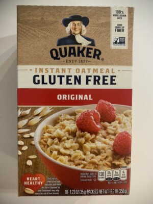 Quaker Gluten Free Original Instant 100% Whole Grain Oats Oatmeal 10 ...