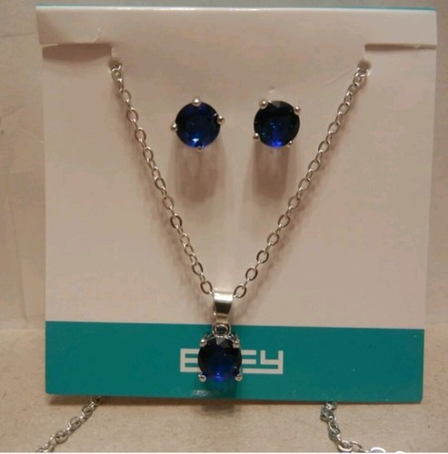 Brand New EFFY Sterling Plated & Blue Topaz Necklace & Stud Earring Set ...