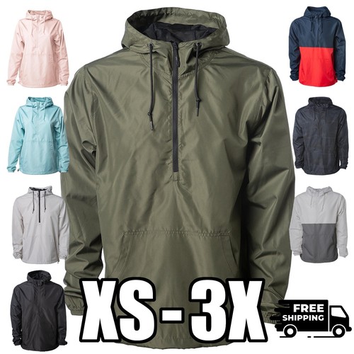 Windbreaker Jacket Rain / Water Resistant Hooded Pullover Half Zip ...