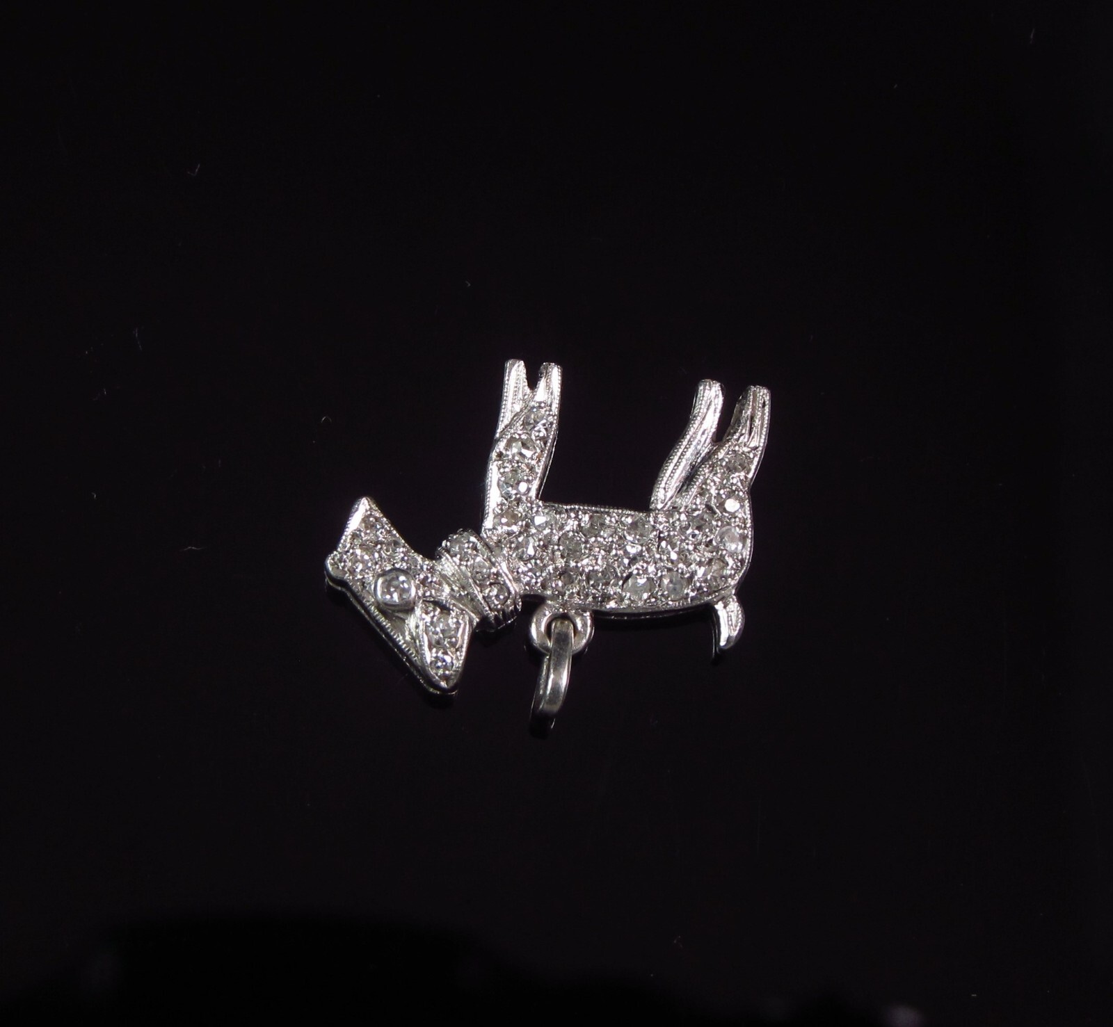 Antique Art Deco Platinum White Diamond Dog Charm | eBay