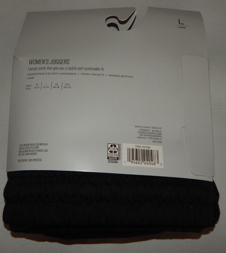 West Loop Cozy Joggers Lounge Pants -Black- Women's Size L (12-14) NEW ...