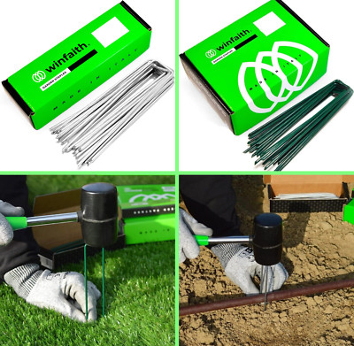 METAL GROUND GARDEN WEED BARRIER MEMBRANE PINS FABRIC HOOKS PEGS ...