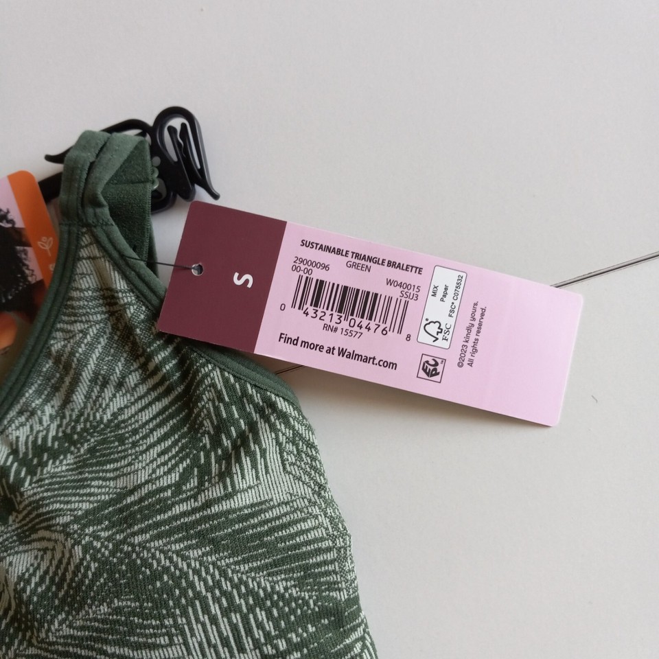 Kindly Yours Sustainable Triangle Bralette Women's Size Small Green ...