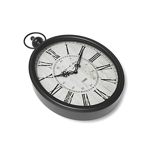 Oval Retro Wall Clock, Rustic Vintage Style, Black Antique Design ...