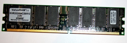 512 MB DDR-RAM 184-pin PC-2700U nonECC 'Kingston KVR333X64C25/512 ...