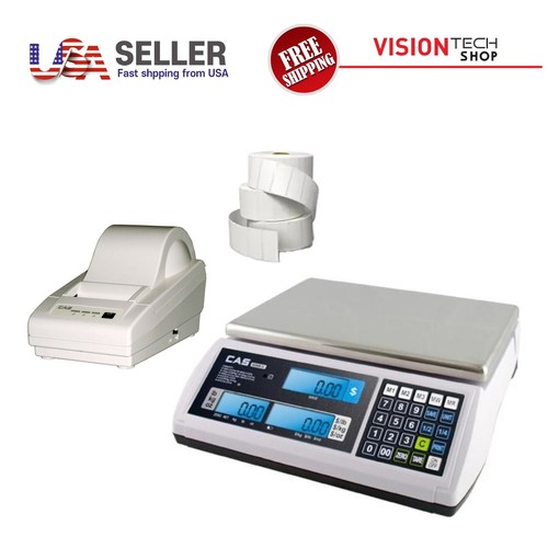 CAS S2000Jr Price Computing Scale, 30lb x 0.005lb, DLP-50 Printer Label ...