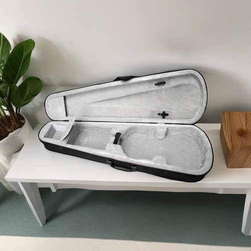 4/4 Violin Case - Black Triangular, Durable Cloth Fluff & Silver Plush ...