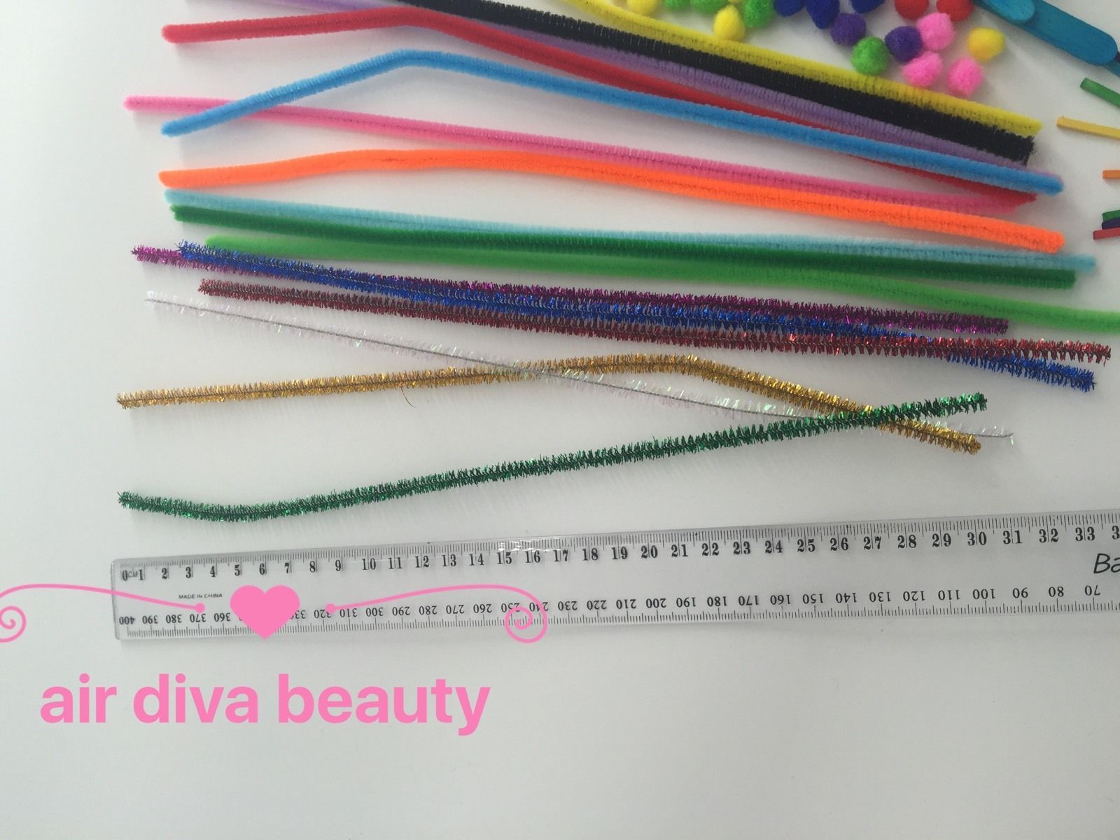 Kid school Pipe Cleaner Sticks Pompoms Eyes Craft papers Chenille ...