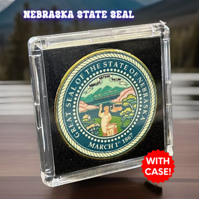 NEBRASKA State 1867 Seal Challenge Coin Colorized USA INCLUDES CASE! | eBay