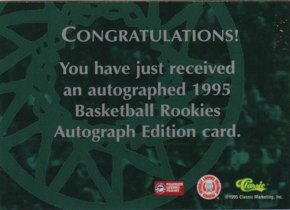 1995 Clint McDaniel Basketball Rookies Edition Auto Card Arkansas ...