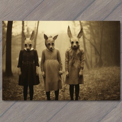 Art Print Weird Creepy Vintage Look Vibe Kids Masks Halloween Cult ...