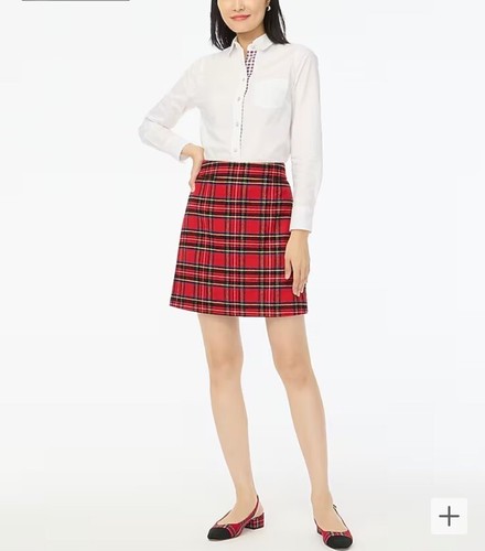 NWT $80 J Crew A Line Skirt Red Tartan Size 10 Ten | eBay