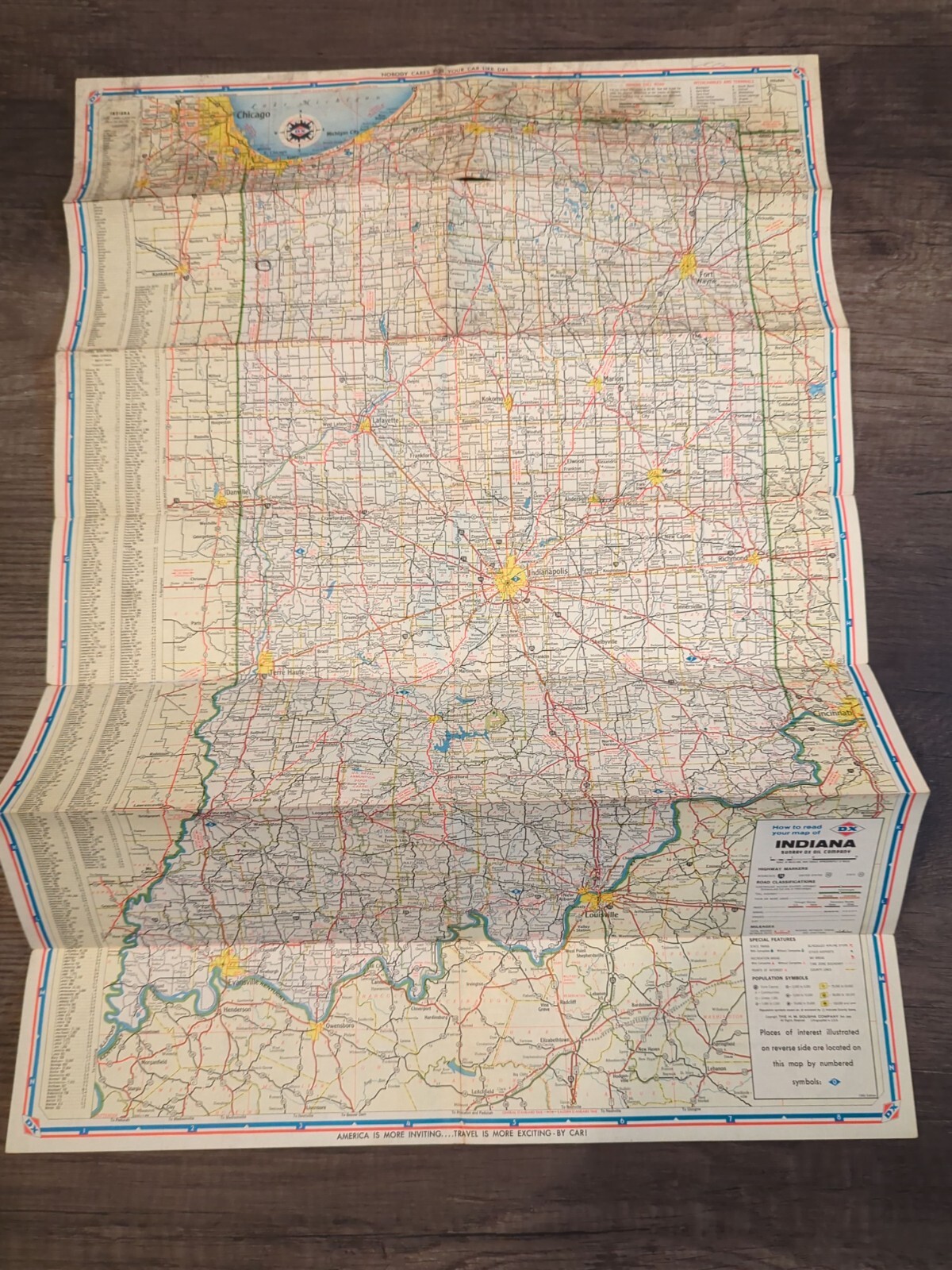 Indiana Road Map Courtesy of Sunray DX Oil Co. 1965 Edition | eBay