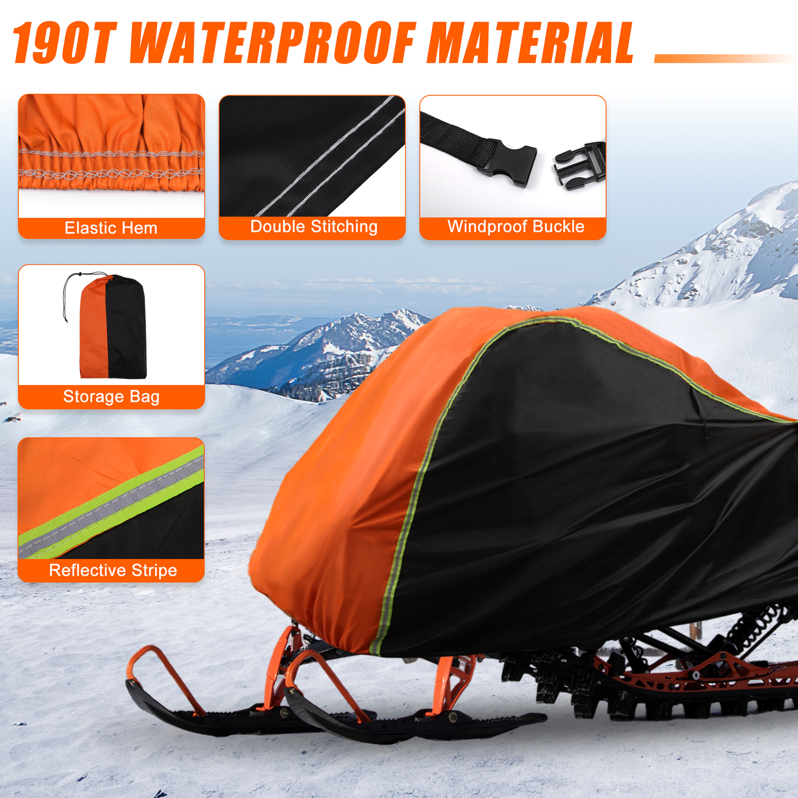 Snowmobile Cover Waterproof for Polaris for Ski Doo for Yamaha Fit 115 ...
