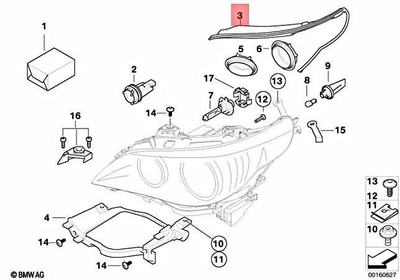 Genuine BMW E60 E60N E61 E61N Sedan Gasket Headlight Left OEM ...