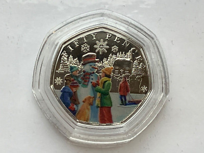2024 Guernsey Snowman 50p Fifty 50 Pence Colour Coin BU | eBay