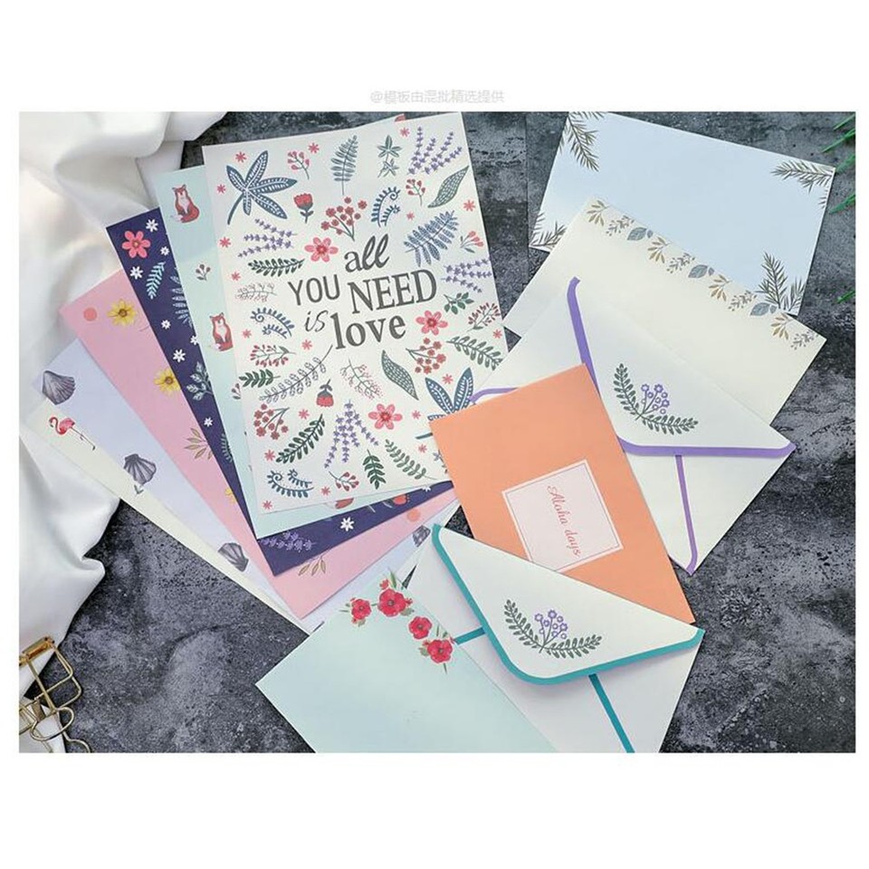 10 Sets 4pcs Letter Paper with 2 Envelope in 1 Set Colorful Greeting ...