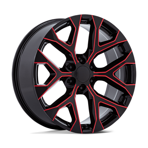 GMC Denali Snowflake Replica 20X9 +24 Black Red Wheel 6X139.7 6X5.5 ...