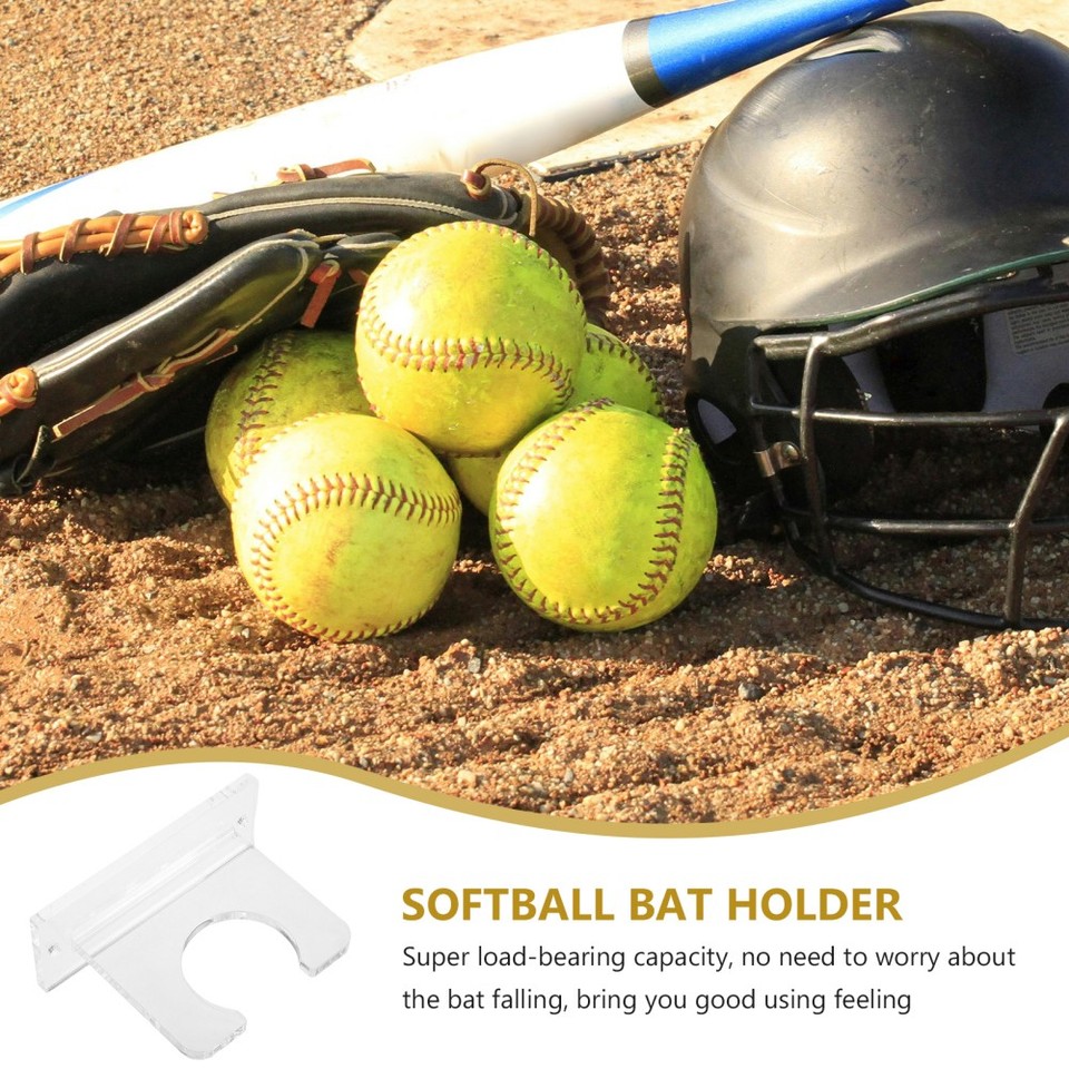 2 Pieces Baseball Display Stand Softball Bat Holder Wall Mount Bracket ...