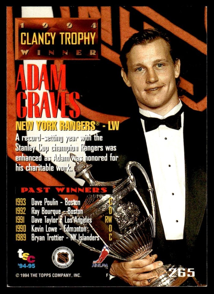1994-95 Stadium Club Adam Graves New York Rangers #265 | eBay