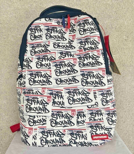 SPRAYGROUND Backpack Hello My Name Is Stickers White Laptop NEW | eBay