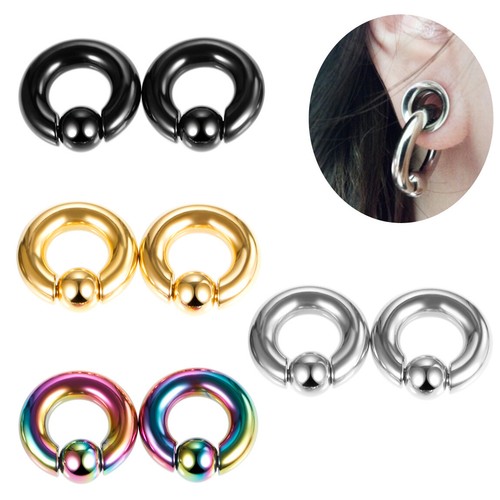 Multi Size Guage & Ball CBR Steel Captive Bead Ring Silver Gold Septum ...