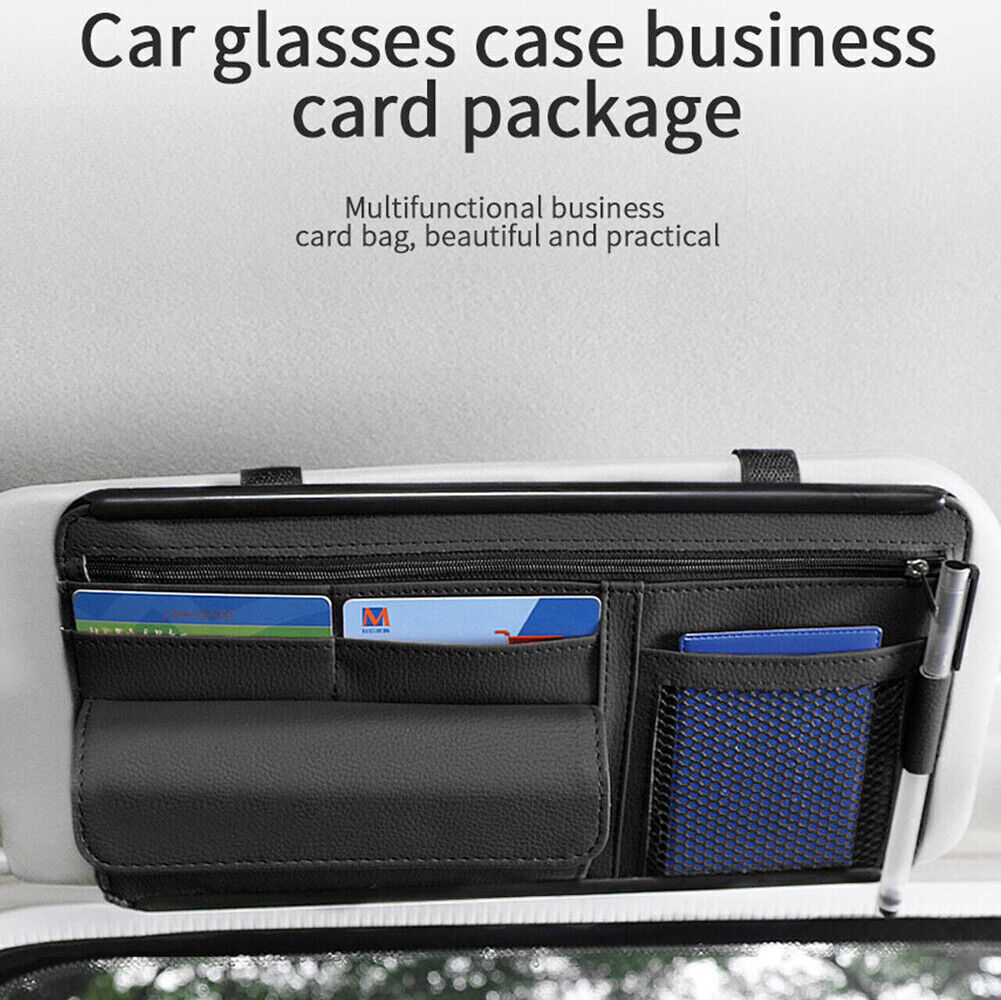 1x Auto Car Sunshade Visor Storage Bag Card Phone Holder Organizer Bag ...
