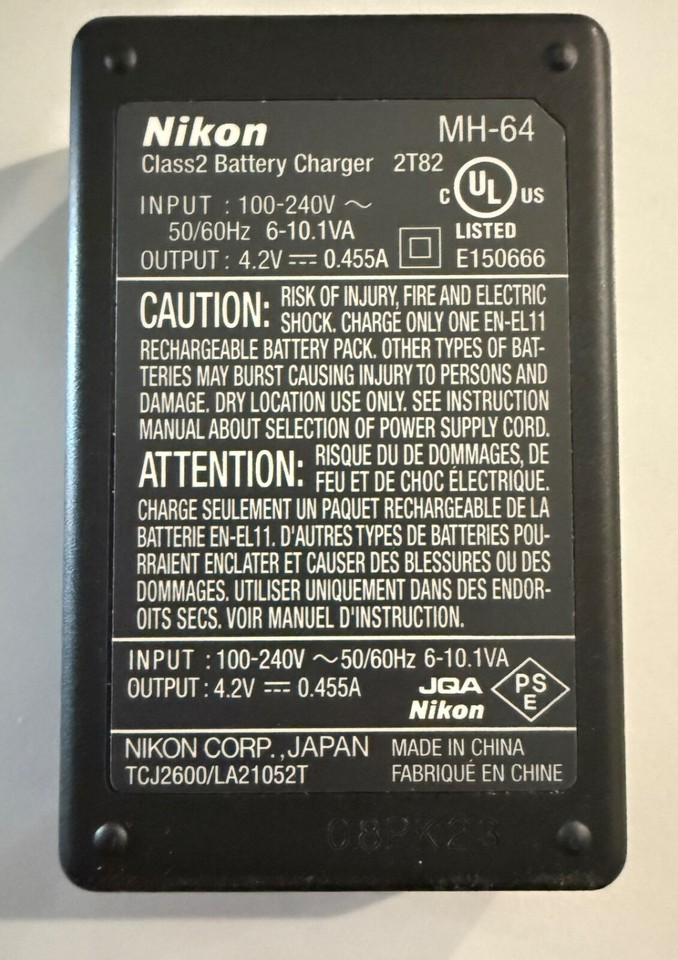 GENUINE NIKON MH-64 BATTERY CHARGER for COOLPIX S550/S560/EN-EL11 *253 ...