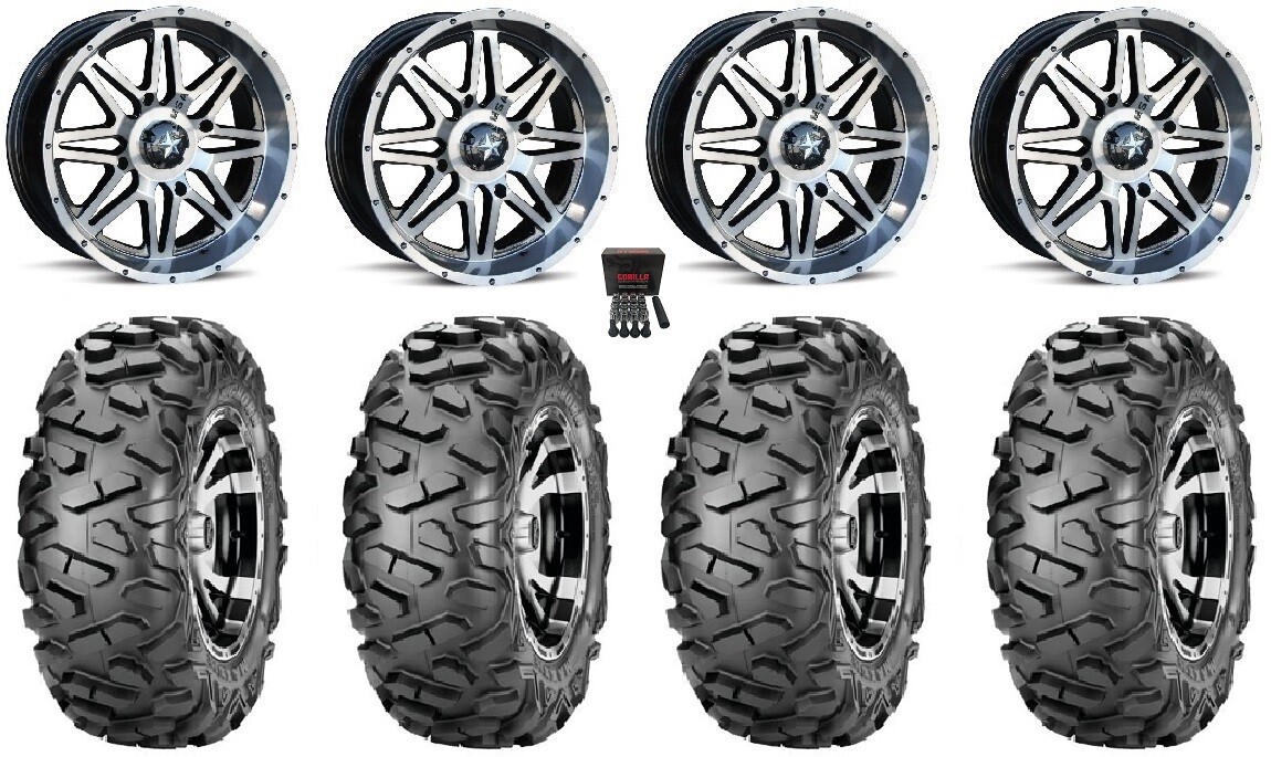 MSA Dark Tint Vibe 14" UTV Wheels 28" BigHorn Tires Honda Pioneer | eBay