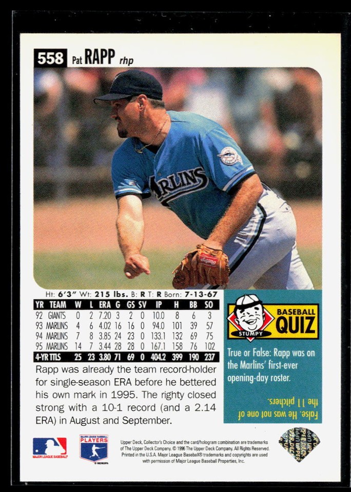 Pat Rapp 1996 Collector's Choice #558 Gold Signature | eBay