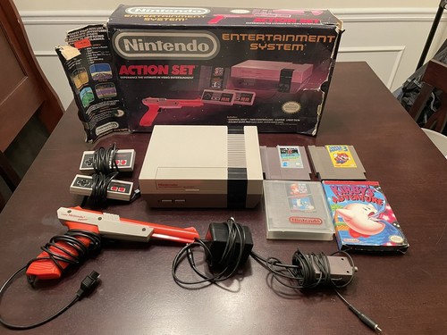 Nintendo NES Action Set Complete with Box Tested + Works + 4 Original ...
