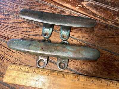 PAIR OF VINTAGE CAST SOLID BRONZE, 6" CLEATS NICE AGE/PATINA | eBay