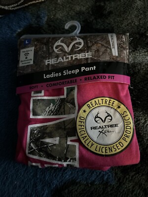 Realtree Ladies Sleep Pant, Pink & Camo, Size L, Relaxed Fit, Free ...