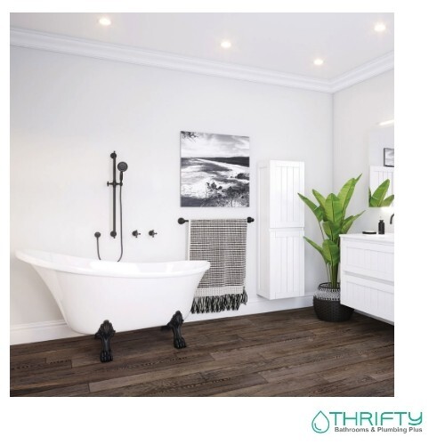 Fienza Clawfoot Freestanding Acrylic Bath Matte Black Feet 1500mm ...