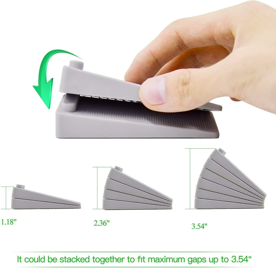 Rubber Door Stoppers 6 Pack, Heavy Duty No-Slip Adjustable Height and ...